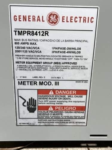 GE 4 Gang Meter Stack TMPR8412R Ringless New In Box Horn Bypass ...