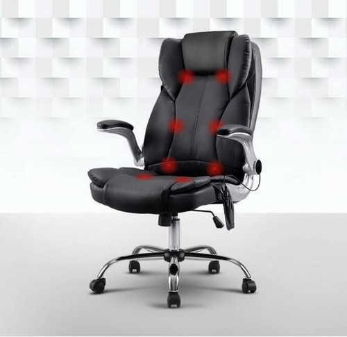 Eight Point Massage Office Chair PU Leather Lumbar Vibration Massage ...