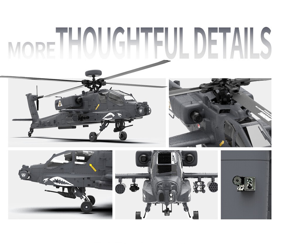 YXZNRC F11S AH-64D Apache 2.4G 6-Axis Gyro 9CH GPS Optical Flow RC ...