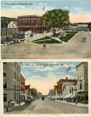 Posted Div/B POSTCARD LOT PARK SQUARE AND MAIN STREET WATERVILLE MAINE ...