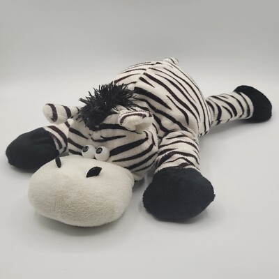Hugfun Zebra Plush Striped Stuffed Animal Toy 16" Laying Flat Black ...