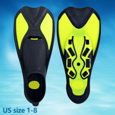 Short Flippers Snorkeling Blade Diving Training Fins for Kids Size 1- 8 ...
