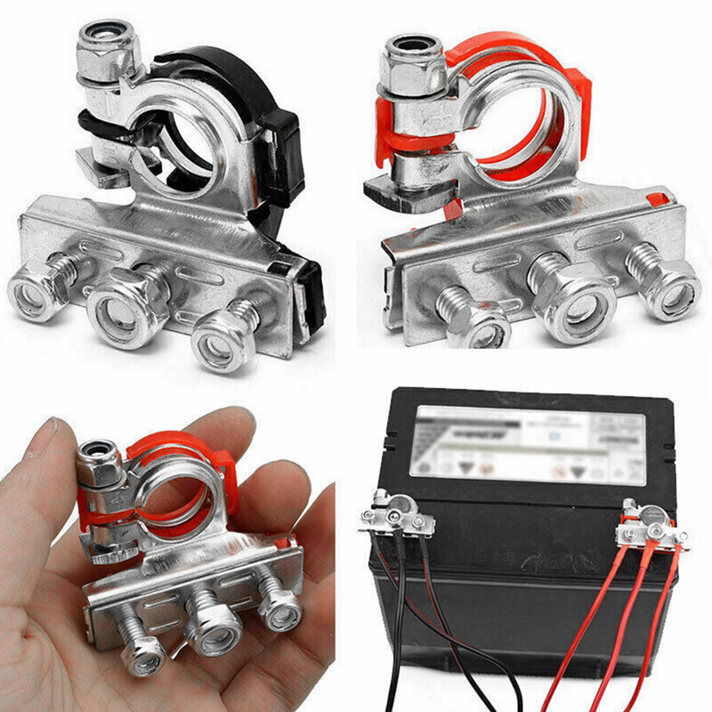 2PCS Battery Terminal Connectors w/3 Way Top Post Ends Positive ...