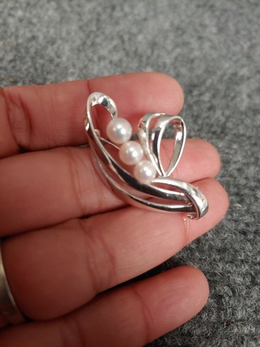 vintage Japan NHK Mikimoto sterling Silver 925 pearls pin brooch | eBay