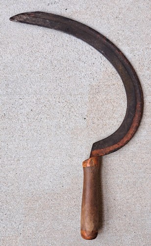 Vintage Rustic Primitive Wood Handle Sickle Scythe Farm Garden Handheld ...