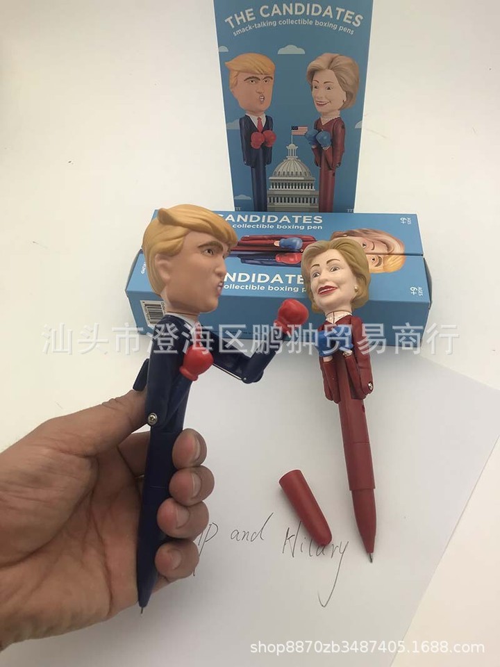2pc Donald Trump Hot New Talking & Boxing Pens Clinton Toy Great Gift ...
