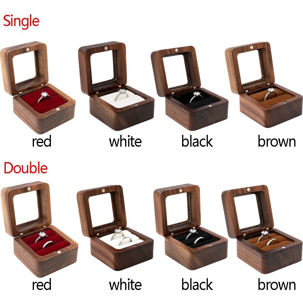 Wooden Lover Ring Display Box Jewelry Box Storage Holder Ring Storage ...