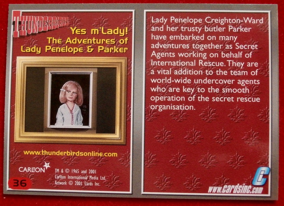 THUNDERBIRDS - Card #36 - Secret Agents Lady Penelope & Parker - Cards ...