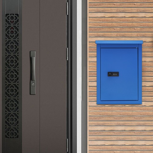 Modern Outdoor Waterproof Wall-mount Mailbox Blue Mailbox With Password ...