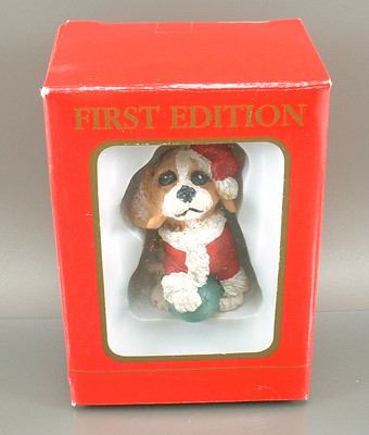Kurt Adler First Edition Petsmart SANTA BEAGLE DOG W/BALL Christmas ...