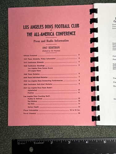 1947 Los Angeles Dons AAFC Football Team Media Guide Yearbook press ...