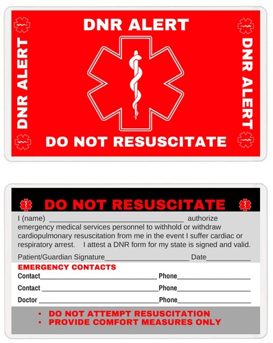 DNR Do Not Resuscitate Wallet Card (DNR-101) Quantity: (2) 600138421151 ...