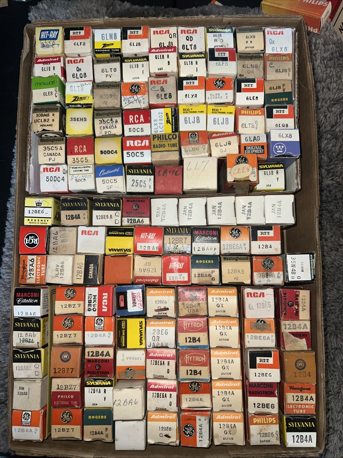 2440 Huge Lot Of Misc Brands 25C5 50C5 12B4A 28E6 12BA6 12BZ7 50DC4 ...