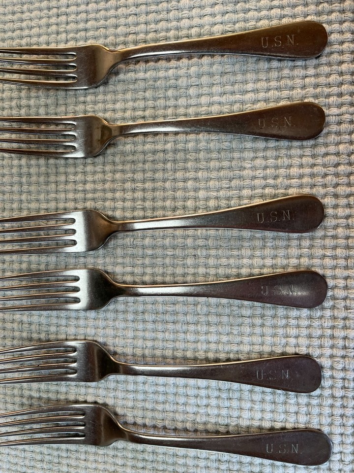 Vintage US Navy Reed and Barton Stainless Silverware Forks--Set of 6 | eBay