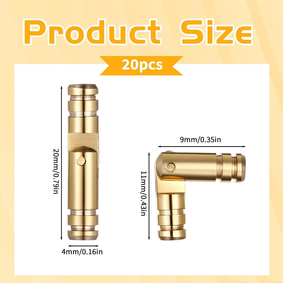 20Pcs Brass Barrel Hinge Hidden Invisible Concealed Hinges 20x4mm Gold ...