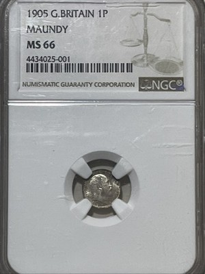 1905 Great Britain 1p Royal Maundy Money, NGC MS 66, British Silver ...