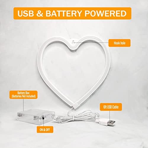 Neon Heart Lights Pink Heart Neon Sign Heart Led Light, Led Heart Lamp ...