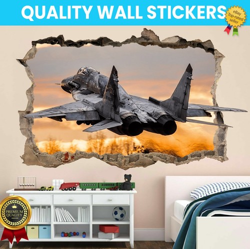 Fighter Jet Wall Decal Sticker Mural Print Wall Sticker Art Decal Decor ...
