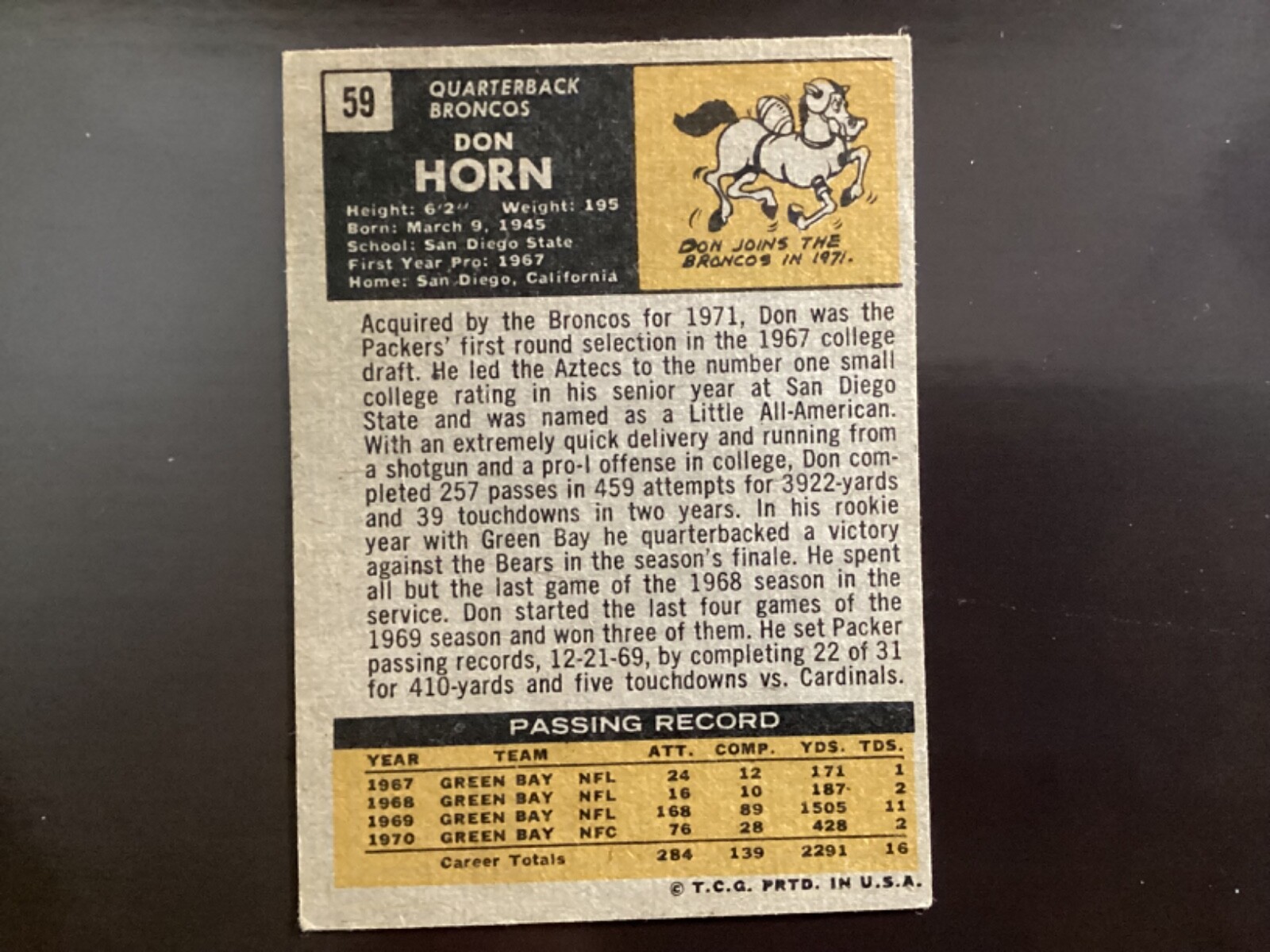 1971 Topps - #59 Don Horn for sale online | eBay