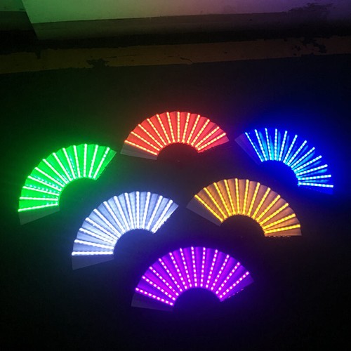 LED Light Chinese Hand Fans Held Folding Fan Party Dancing Music Bar ...