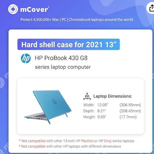 NEW mCover® Clear Hard Shell Case for 2021 13" HP ProBook 430 G8 series ...