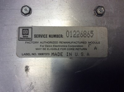Delco GM 01226865 Engine Control Module ECU ECM PCM 85 MONTE CARLO EL ...