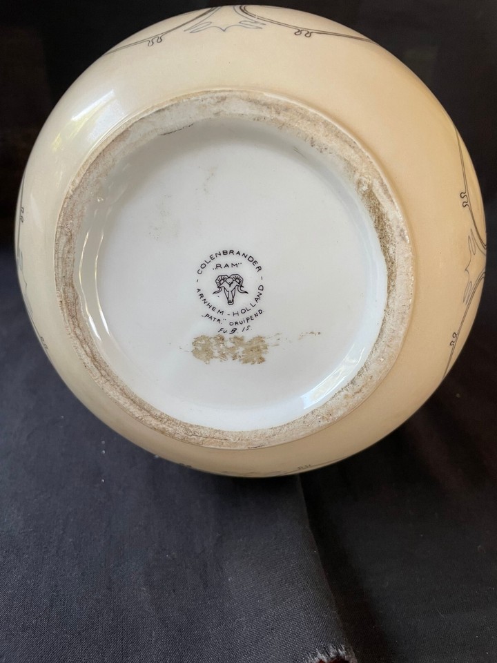 large antique colenbrander ram arnhem holland jugendstil vase, Marked ...