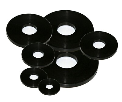 NYLON PENNY WASHERS BLACK,FLAT PLASTIC WASHER M3-M12 REPAIR, MUDGUARD ...