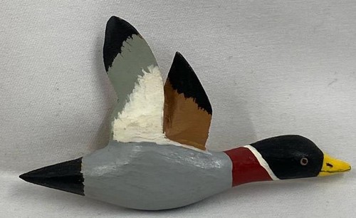 Wood Wooden Handmade Painted Flying Mallard Duck Pin Brooch 2 5/8" Long ...
