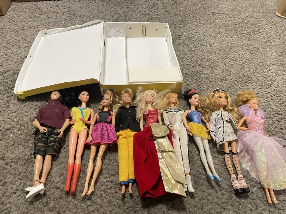 Doll Lot With Carry Case, 9 Dolls Some Vintage Some New Mostly Barbie ...