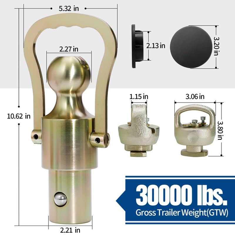 GNXA2062 Gooseneck Ball Kit, 2-5/16-Inch Ball & Safety Chain Anchors ...