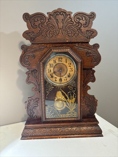 Antique 1890’s E. Ingraham Clock Co GINGERBREAD KITCHEN MANTEL CLOCK ...