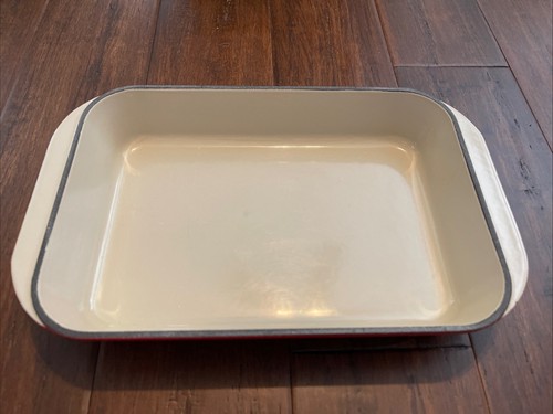 Le Creuset Red Enamel Cast Iron Baking Roasting Casserole Lasagna Pan ...