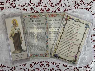 4 Unique Catholic Vintage VERSE PRAYER HOLY CARDS with 2 in Covers #C23 ...