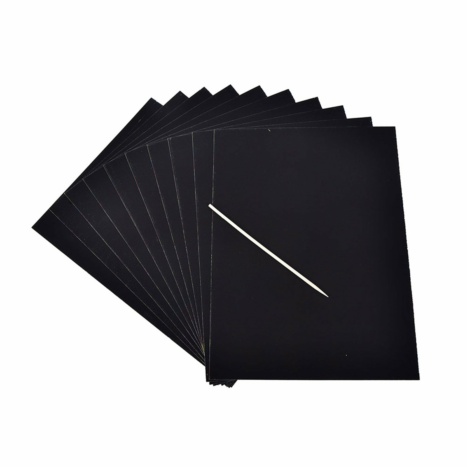 100PCS Scratch Paper Creative Art Rainbow Paper Sketch Book+ Bamboo Pen ...