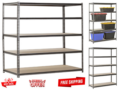 5 Shelf Heavy Duty Metal Muscle Rack Steel Shelving Unit Garage Storage ...