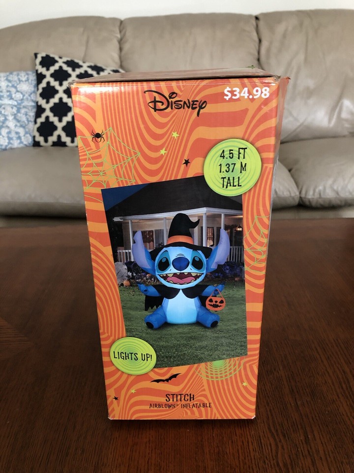 Gemmy Airblown Inflatables Stitch w Witch Costume Disney Halloween 54 ...