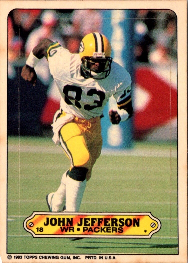 1983 Topps Sticker Inserts John Jefferson #18 Green Bay Packers Football Card | eBay
