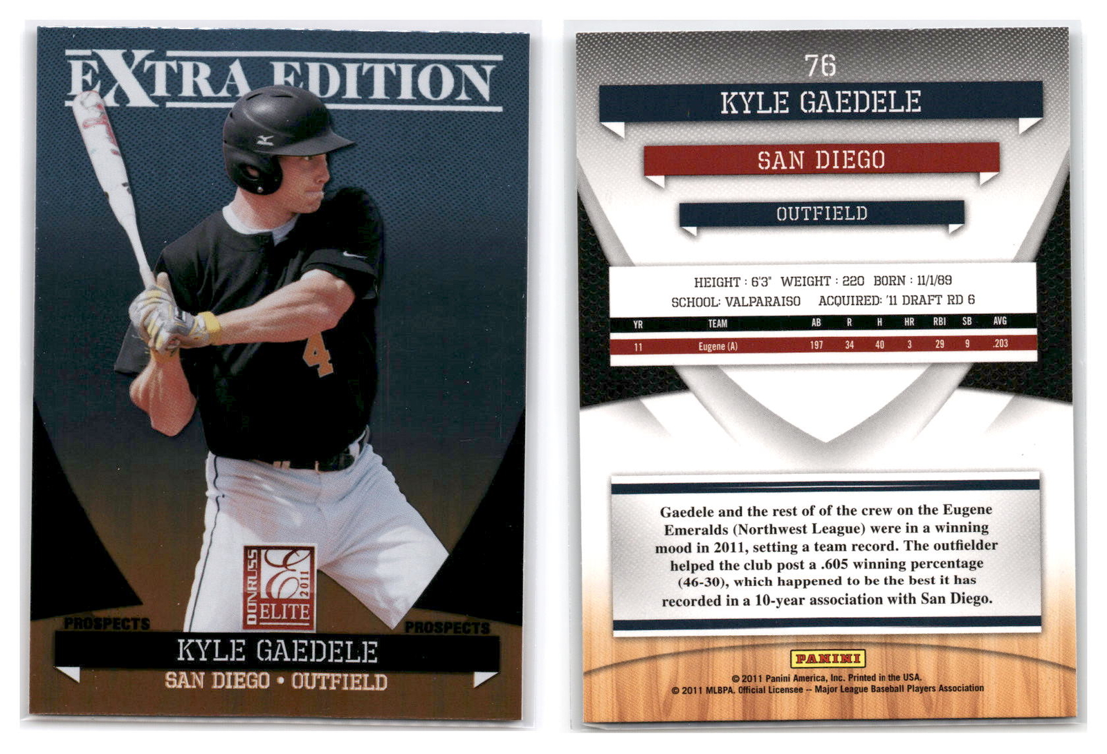2011 Donruss Elite Extra Edition #76 Kyle Gaedele | eBay