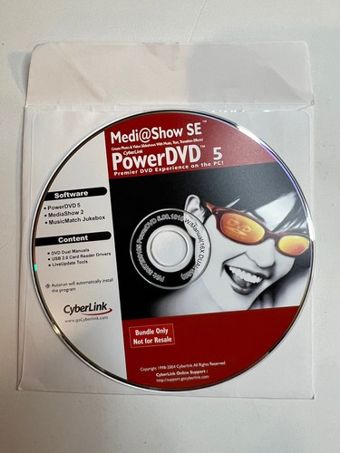 Cyberlink PowerDVD 5 XP CD-ROM Software for Windows PC XP / 98se / 2000 ...