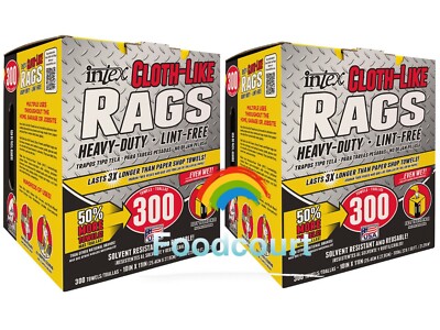2 Packs Intex Cloth-Like Rags in a Box 300 Towels, 10"x11" Heavy-Duty ...
