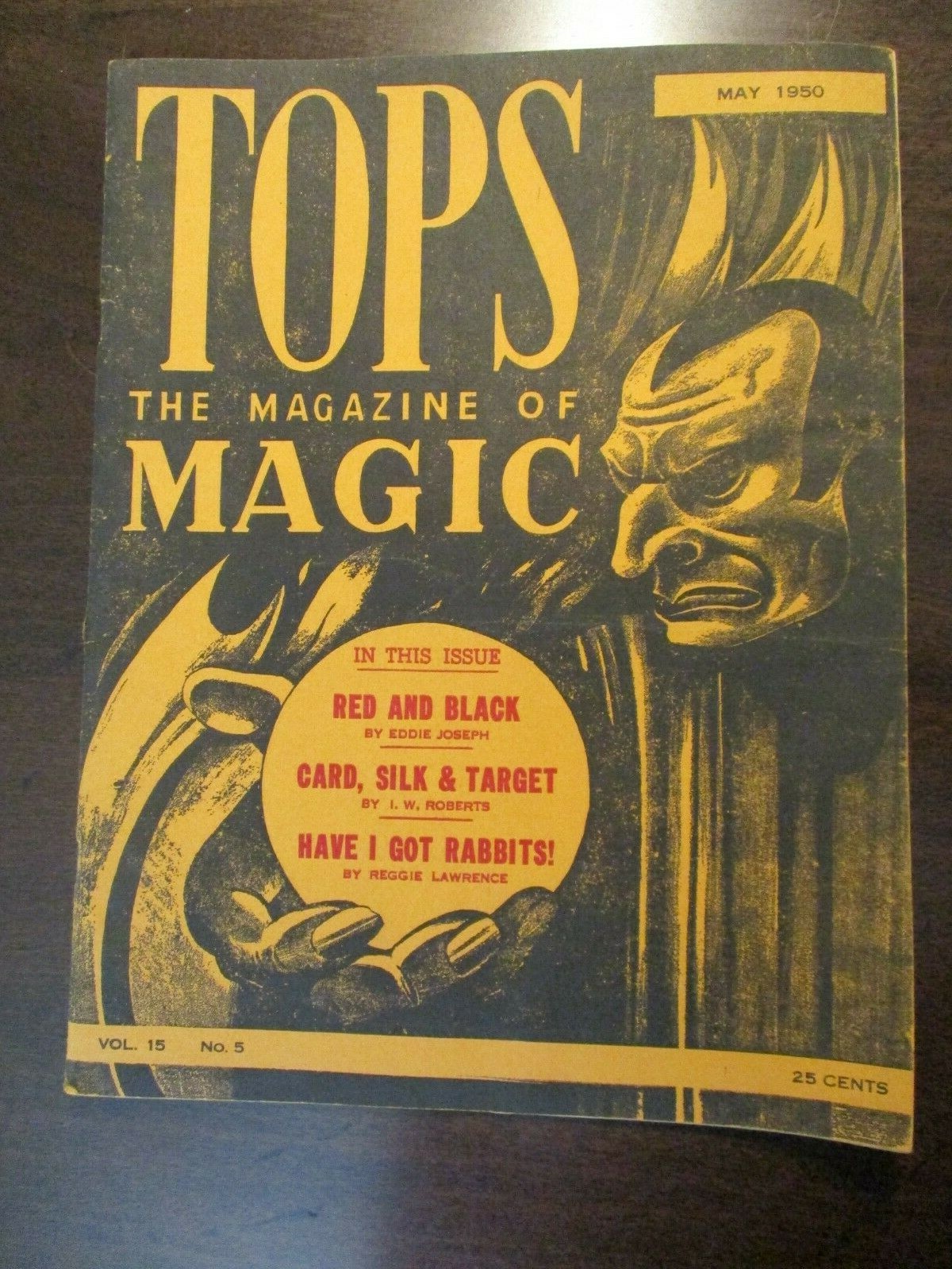 THE TOPS THE MAGAZINE OF MAGIC MAGICIANS MAY 1950 CARD SILK TARGET ...
