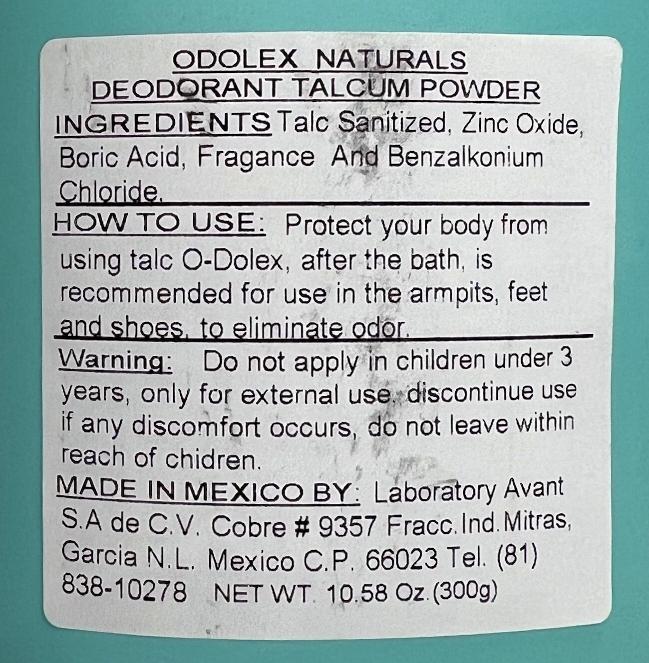 O DOLEX Natural TALCO DEODORANT TALCUM POWDER Feet Odor Talco ...