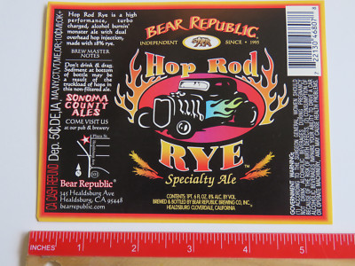 Bière Label ~ Ours Republic Brassage Hop Rod Rye ~ Healdsburg ...