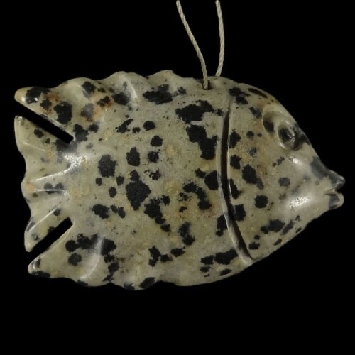 BE12506# Hand Carved Fish Dalmatian Jasper Pendant Bead Gemstone | eBay