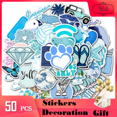 50pcs Blue INS Style VSCO Cute Vinyl Decal Stickers Laptop Waterproof ...