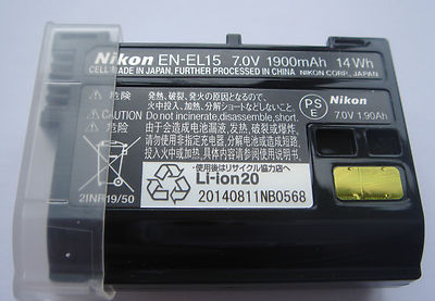 Batterie D'ORIGINE NIKON EN-EL15 D7000 D7100 D7200 D600 D750 D800 D800E ...