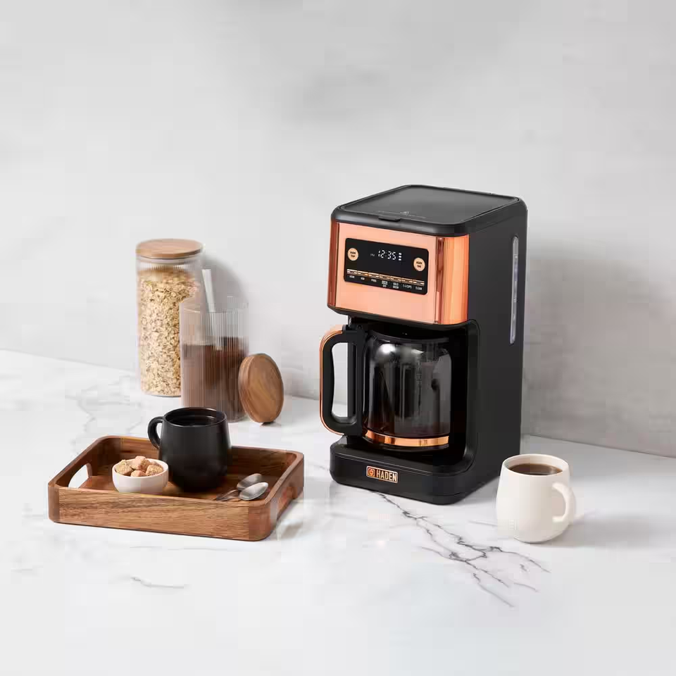 HADEN Generous Brew 14-Cup Black/Copper Drip Coffee Maker 7445049876804 ...