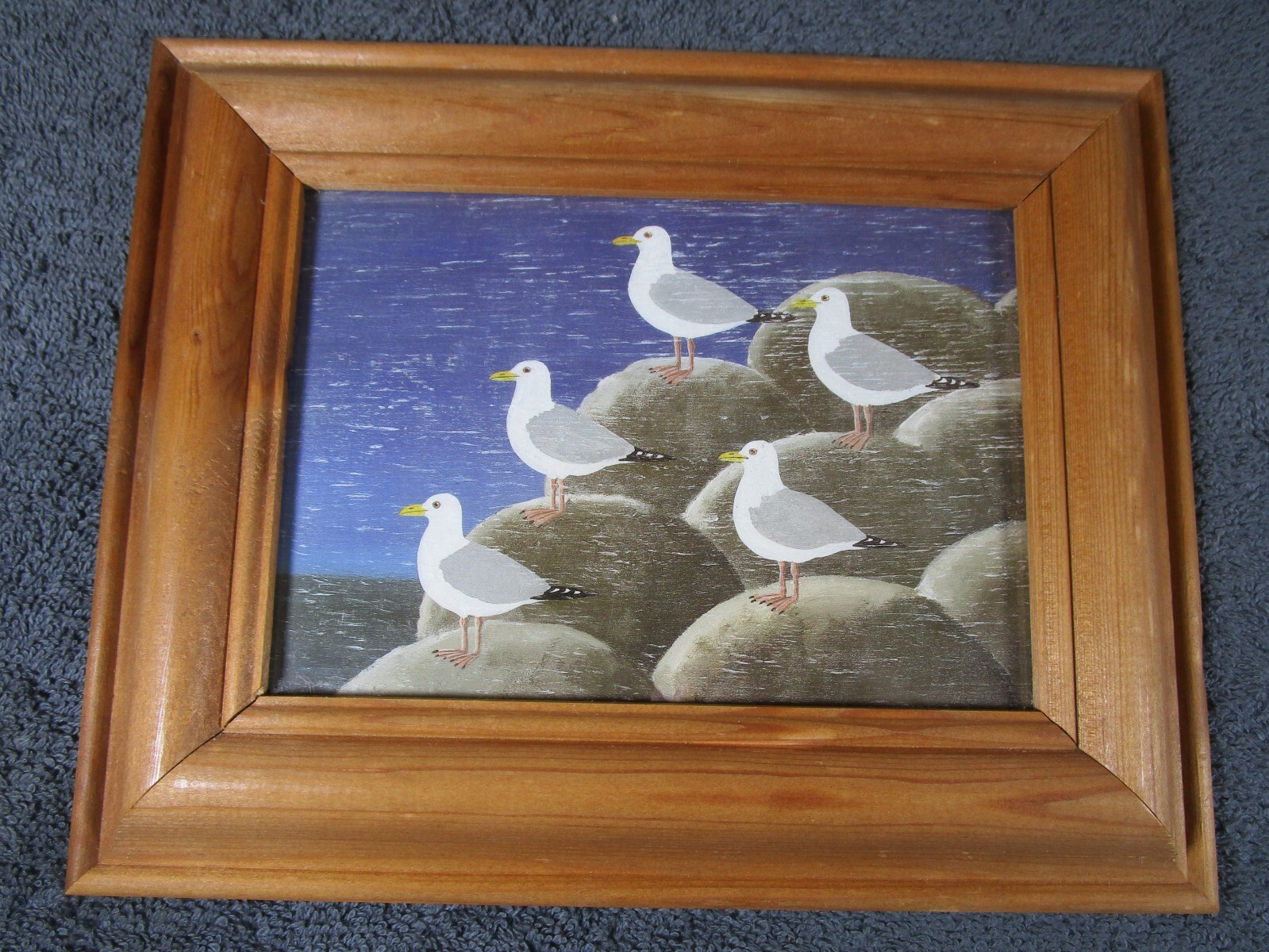 2 Lovely Vintage Framed Martin Wiscombe Print Seagulls On Rock & Star ...