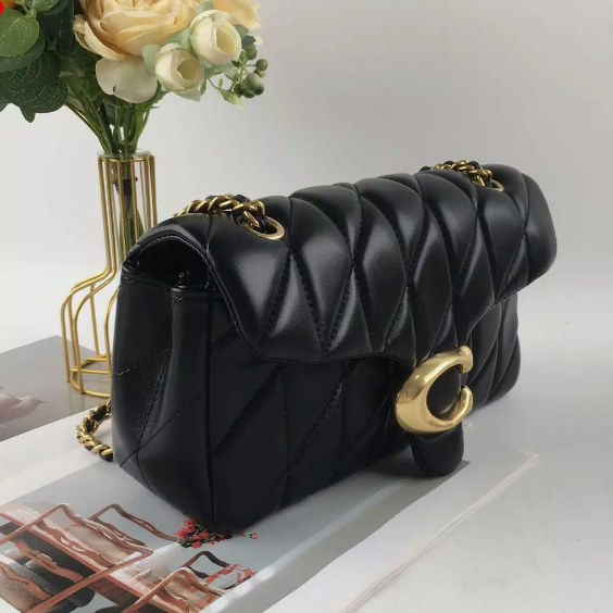 COACH Tabby 26 Quilted Shoulder Bag Leather Black CP150 Gold Logo NEW ...